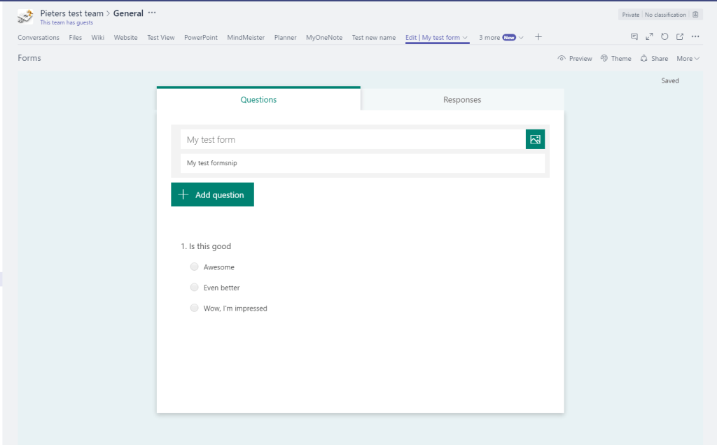 Microsoft Teams, Forms and SharePoint all in one.