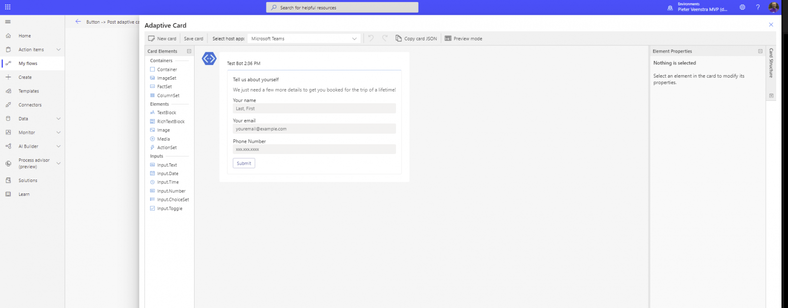 Get started with adaptive cards in Power Automate