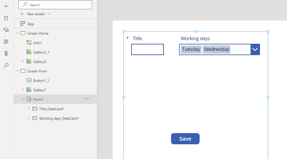A form with a multi-select dropdown with additional information ...