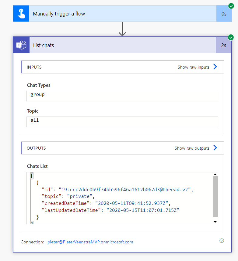 Get your Microsoft Teams 1on1 chats with Power Automate using the Graph API