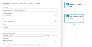 Excel Filter Query in List Rows Present in a Table Action in Power Automate