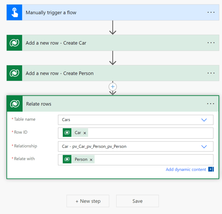Relationships in Dataverse managed with Power Automate